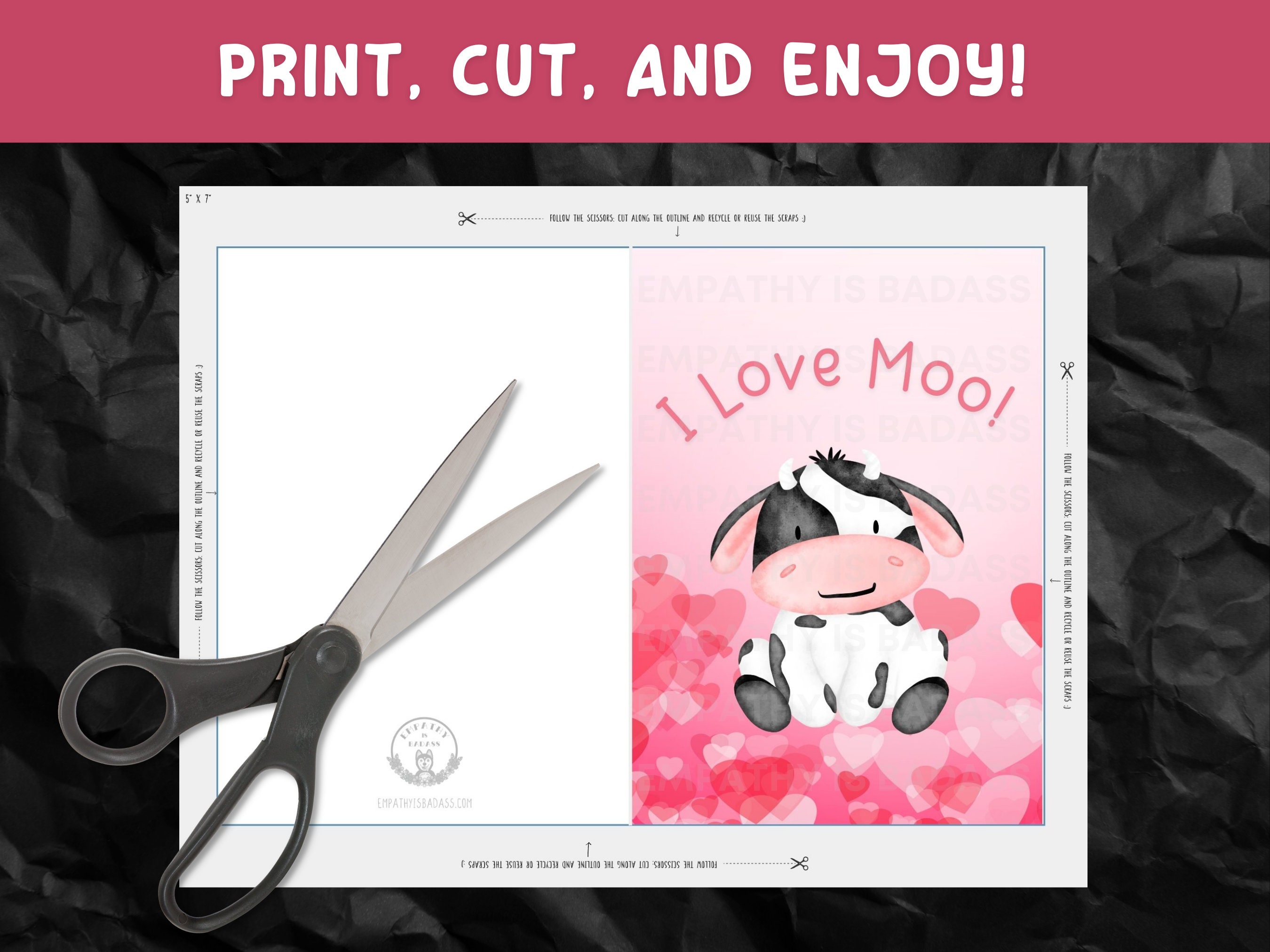 Printable Cow Valentine Greeting Card Bundle - Instant Download - DIY ...