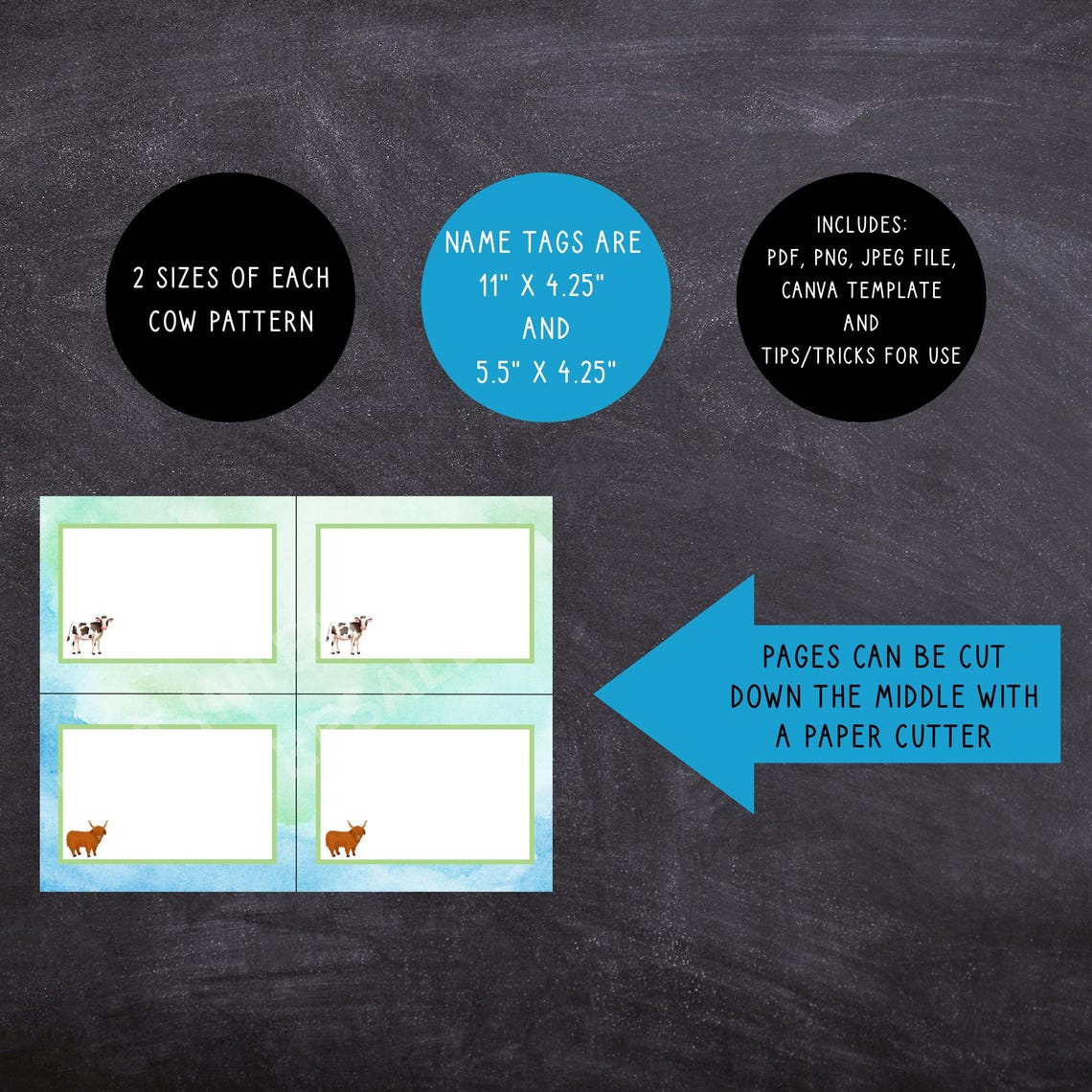 Cows Classroom Name Tag Bundle: Canva Editable Classroom Printable Name ...