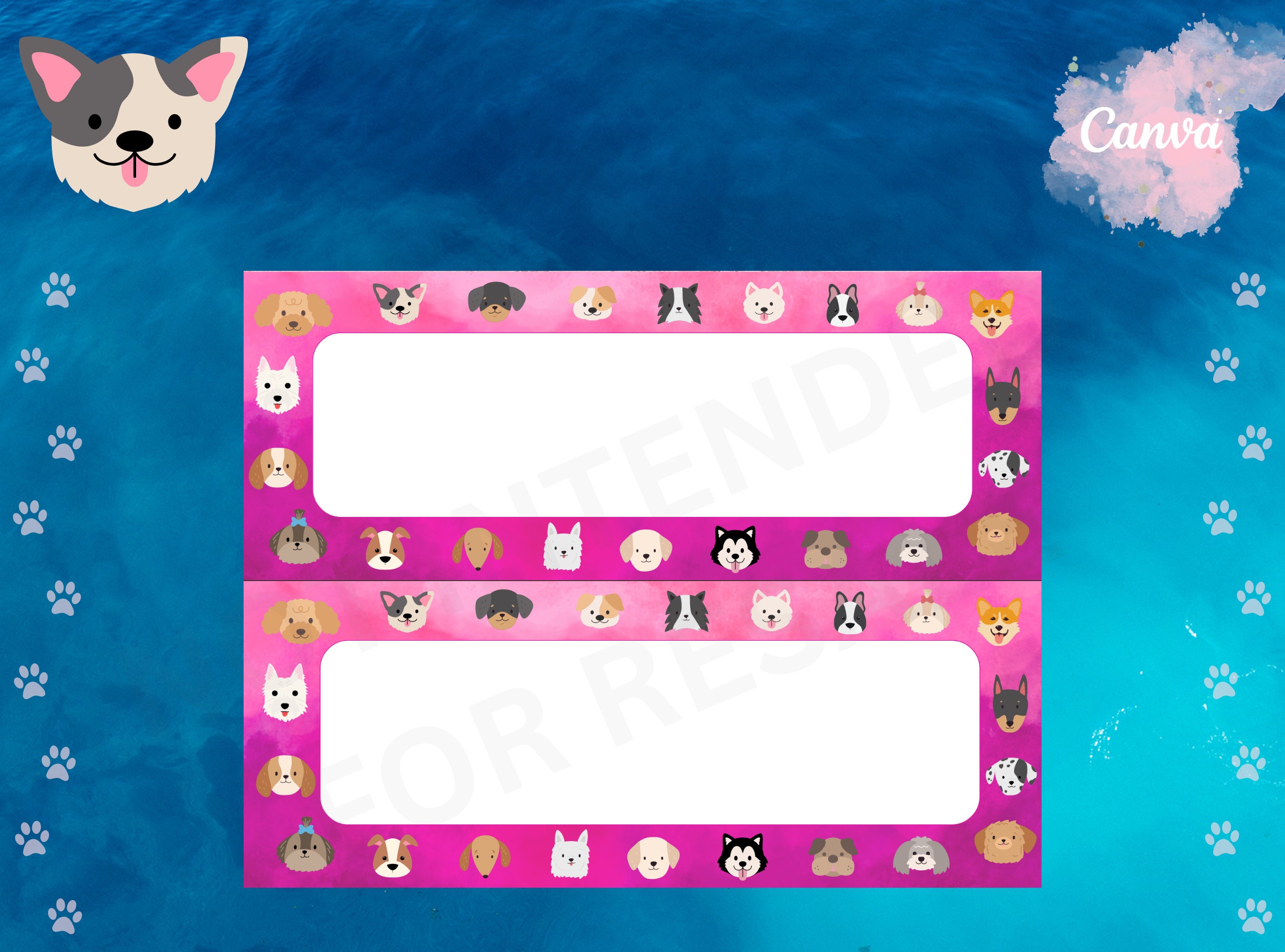 Dog Name Tags Customizable Student Desk or Office Instant Image ...