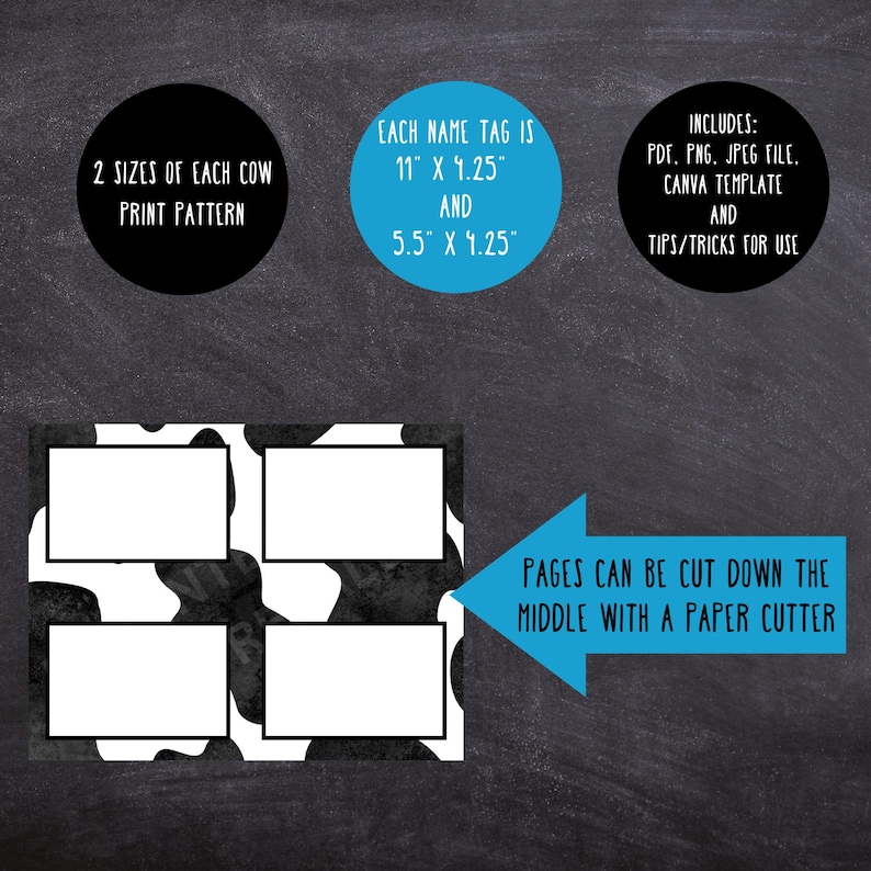 Cow Print Customizable Name Tags | Images & Canva Template | Student ...