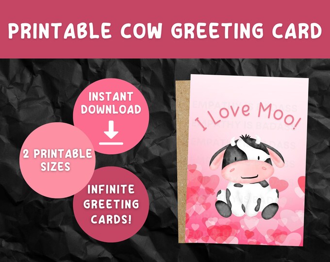 Cow Wedding Card, Printable Cow Cards, Cow Card for Wedding, Cartoon ...