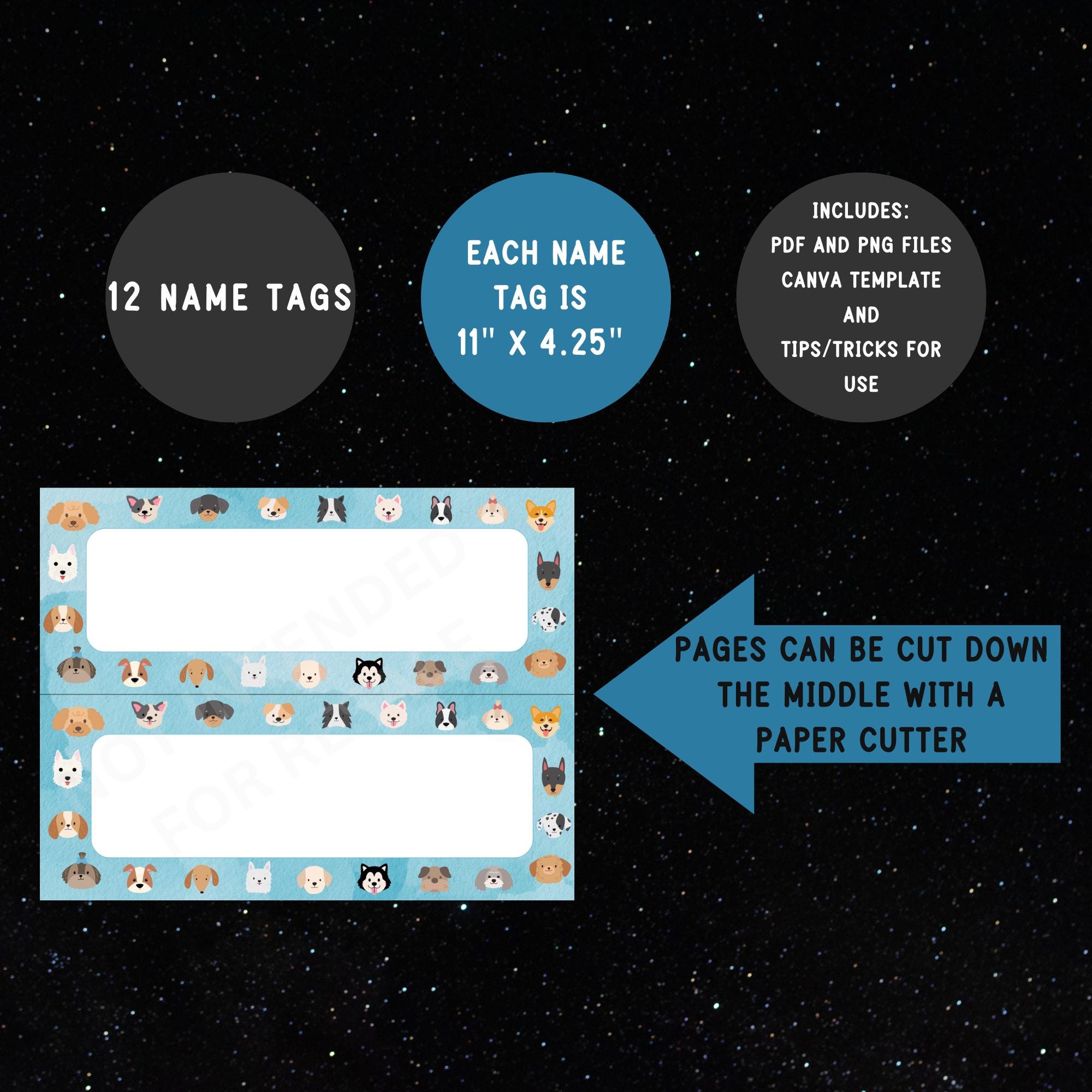 Dog Face Name Tags | Editable Classroom Labels, Canva Template (digital ...
