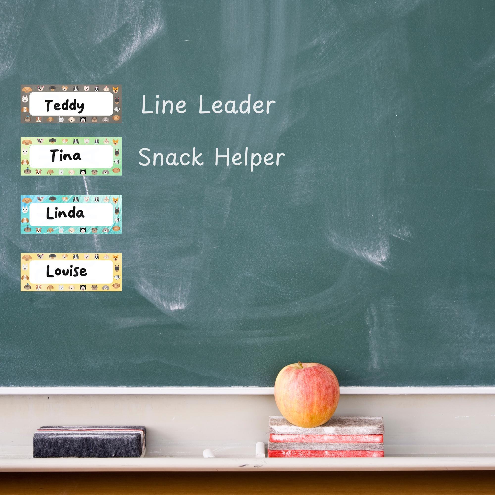 Dog Face Name Tags Customizable | Student Desk or Office | Instant ...