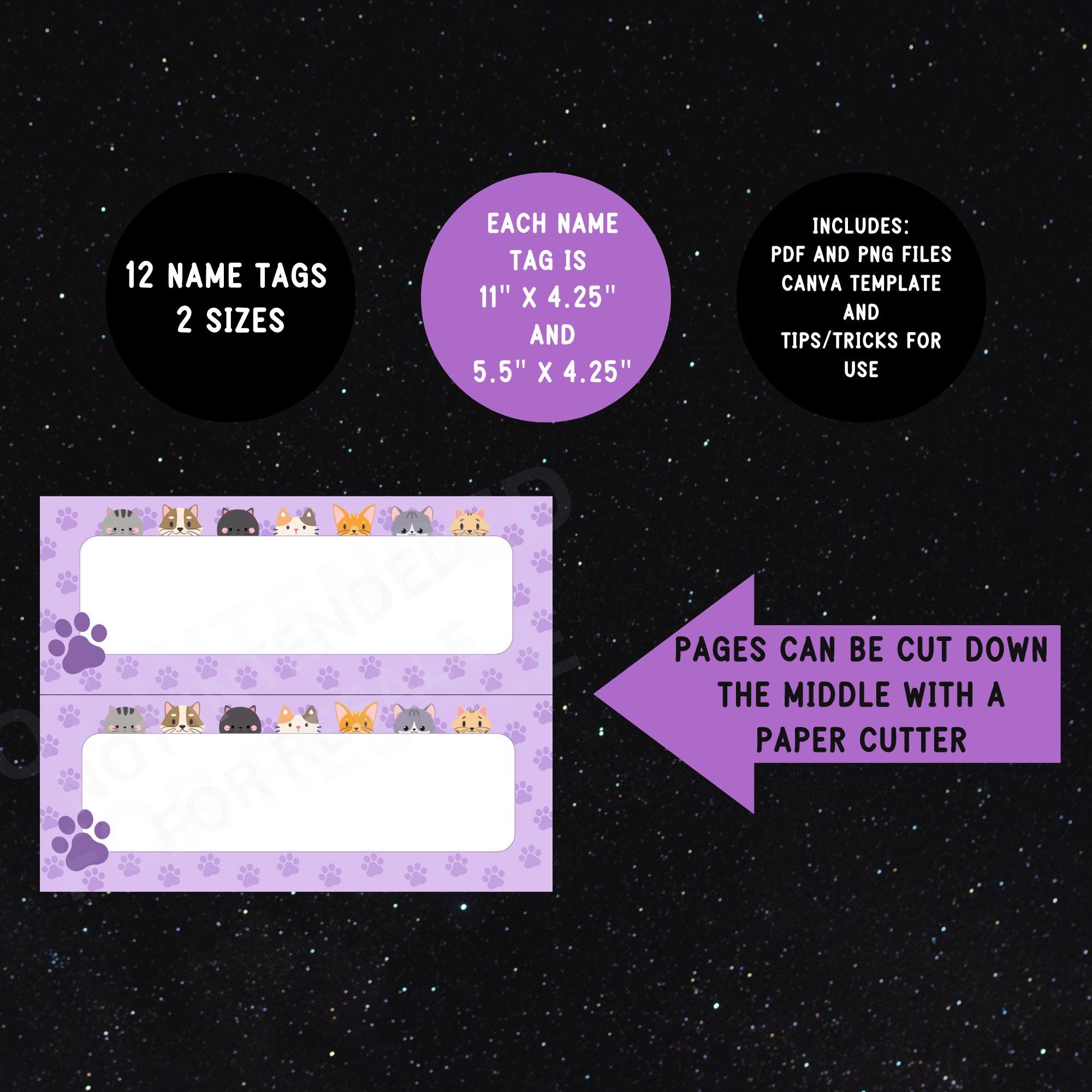 Cat Paw Print Name Tags | Classroom Decor, Canva Template (digital ...