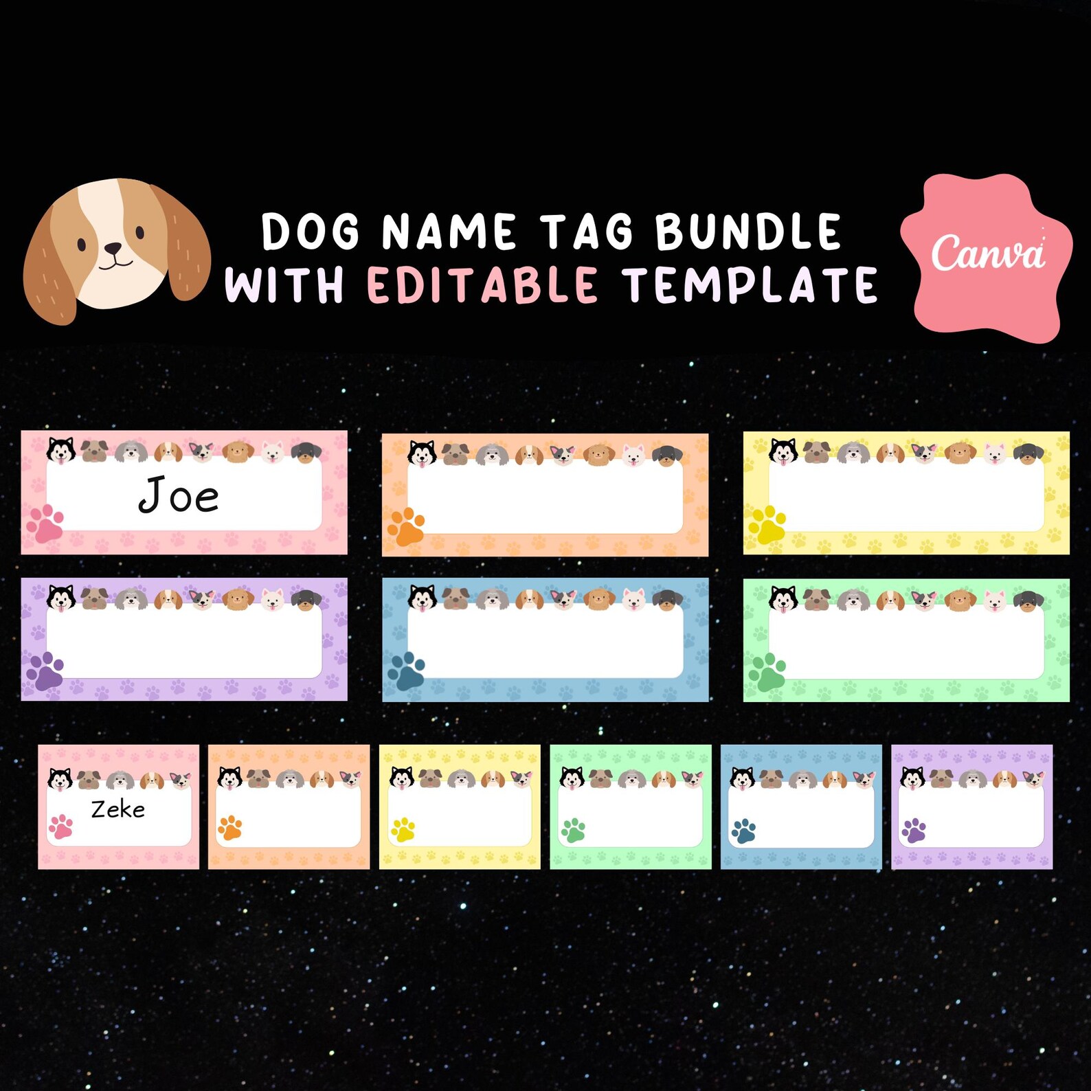Puppy Dog Name Tags | Student Desk, Teacher Classroom (instant Image ...
