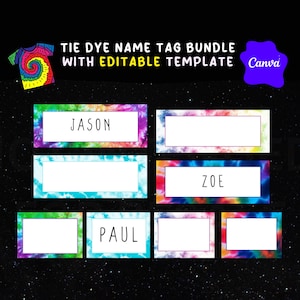 Tie-dye Editable Printable Classroom Office Student Desk Name Tags ...