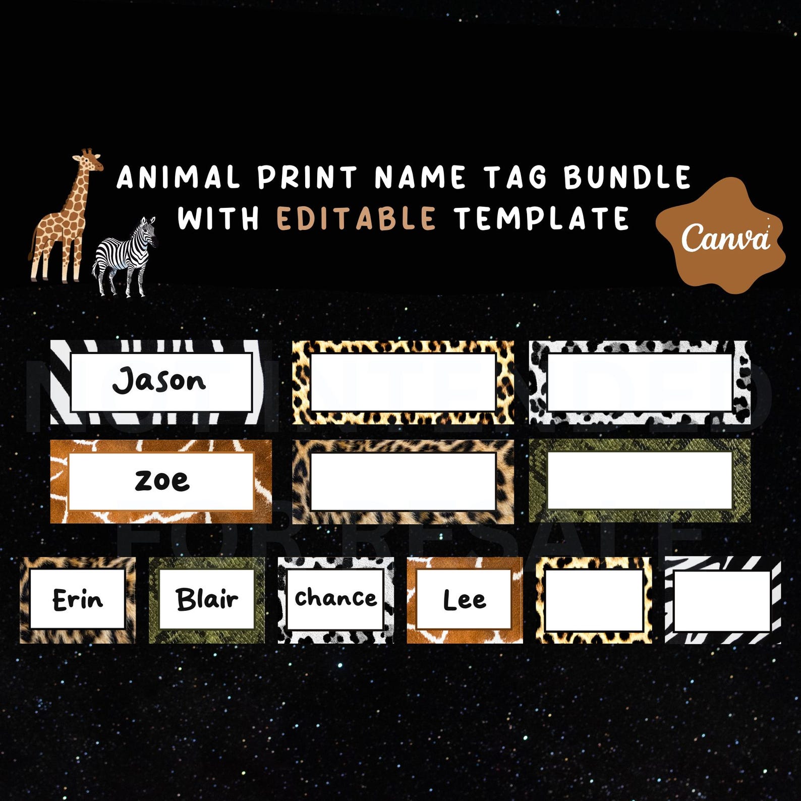 Animal Print Name Tags | Classroom Decor, Editable Safari Theme (PDF ...