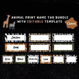 Animal Print Name Tags | Classroom Decor, Editable Safari Theme (PDF ...