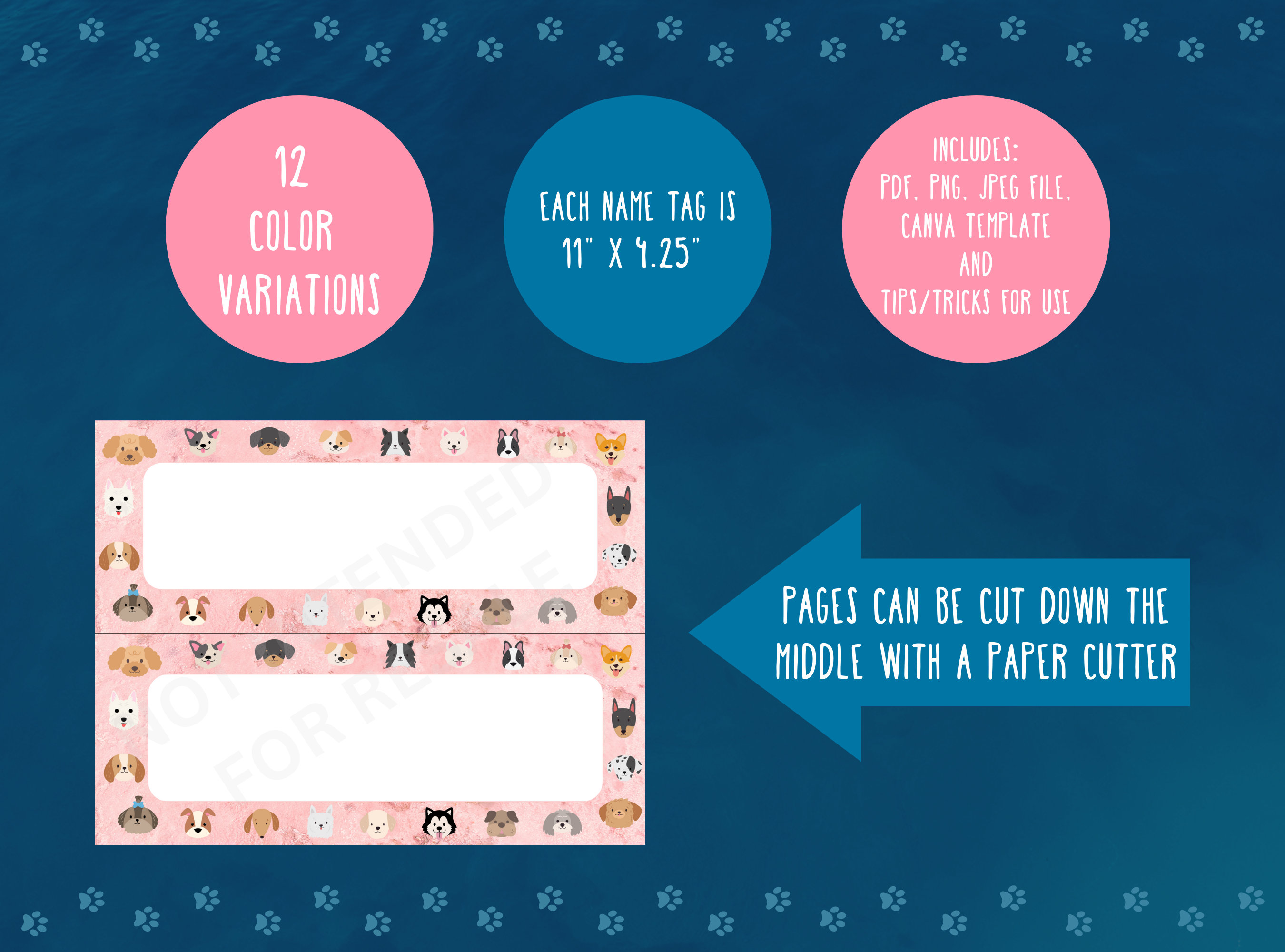 Dog Name Tags Customizable Student Desk or Office Instant Image ...