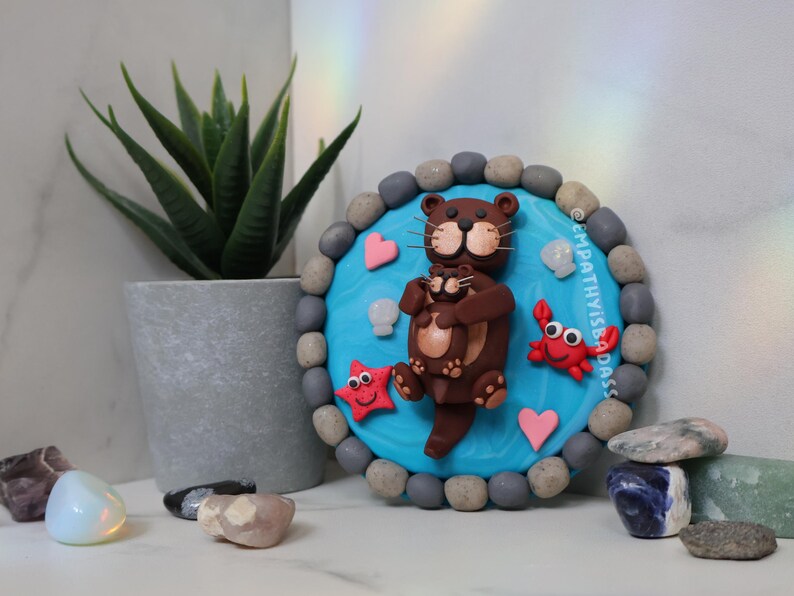 Otter and Friends Otter With Baby Magnet: Handmade Hand-sculpted Otter ...