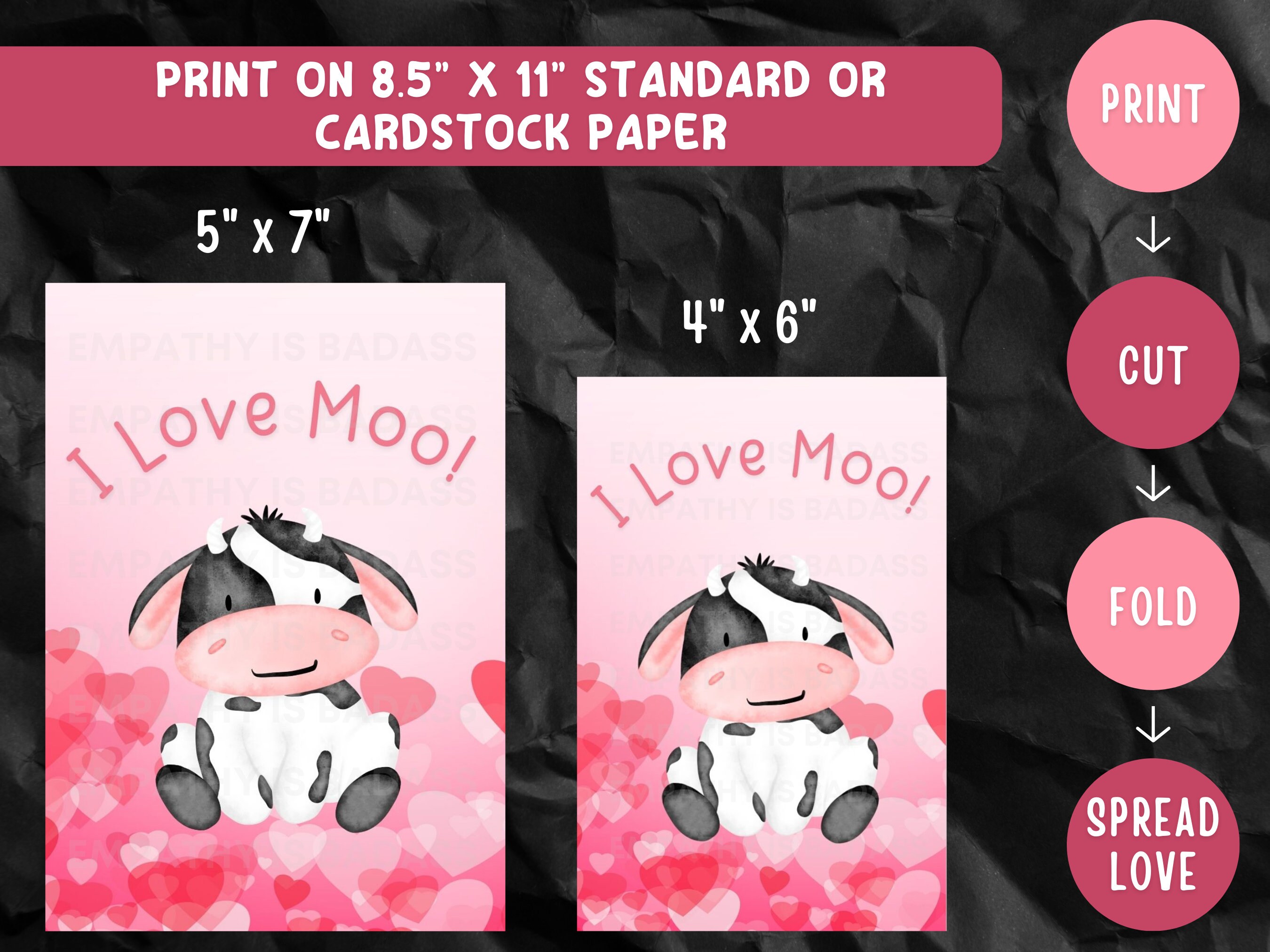 Printable Cow Valentine Greeting Card Bundle - Instant Download - DIY ...