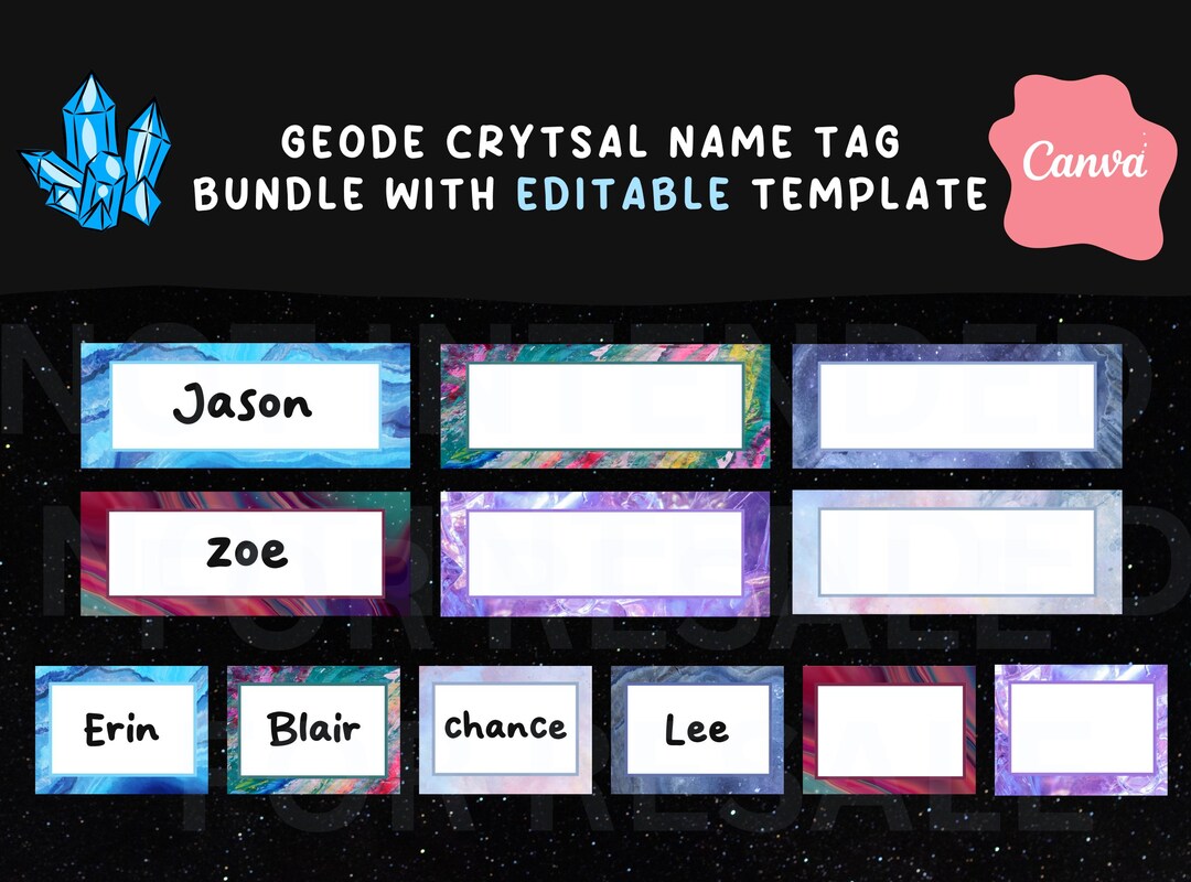 Geode Crystal Editable School Classroom Office Student Desk Name Tags ...