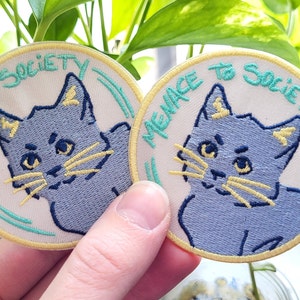 Menace to Society Mischief Series Cat Embroidery Patch - Etsy