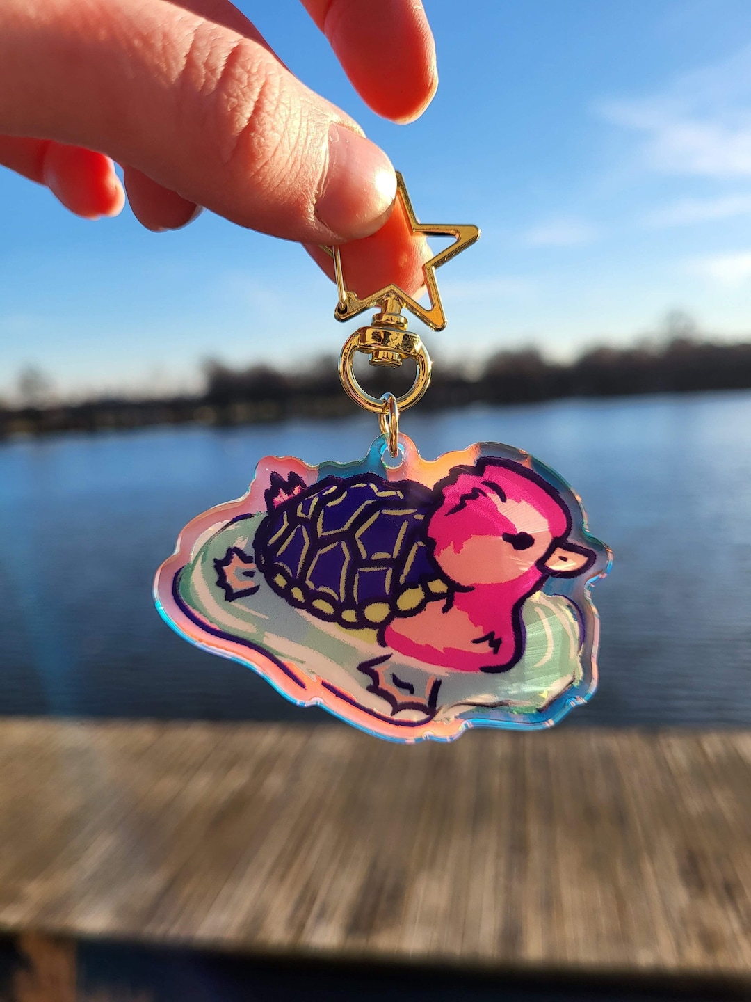Turtle Duck Rainbow Acrylic Keychain 2.5" - Etsy