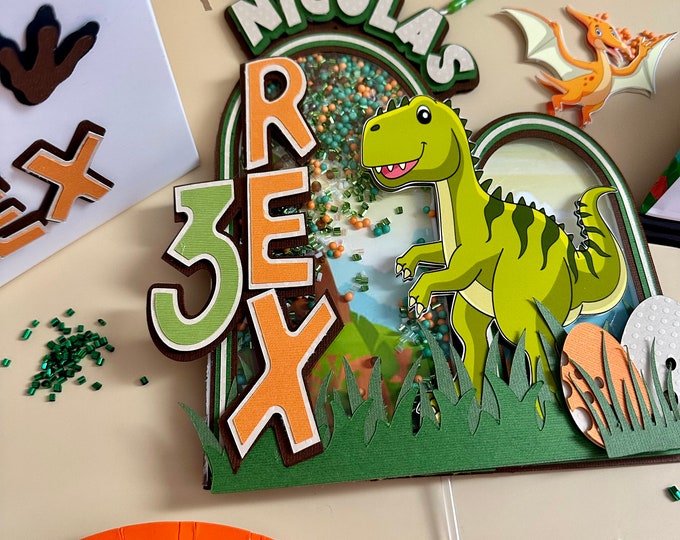 3 Rex Cake Topper | Three Rex Shaker Cake Topper | Dinosaur Party ...