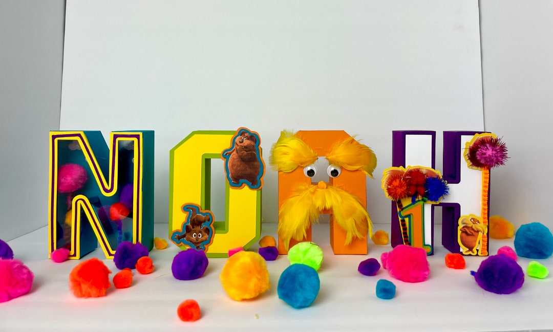 Lorax Inspired 3D Letters | Lorax Birthday Party - Etsy