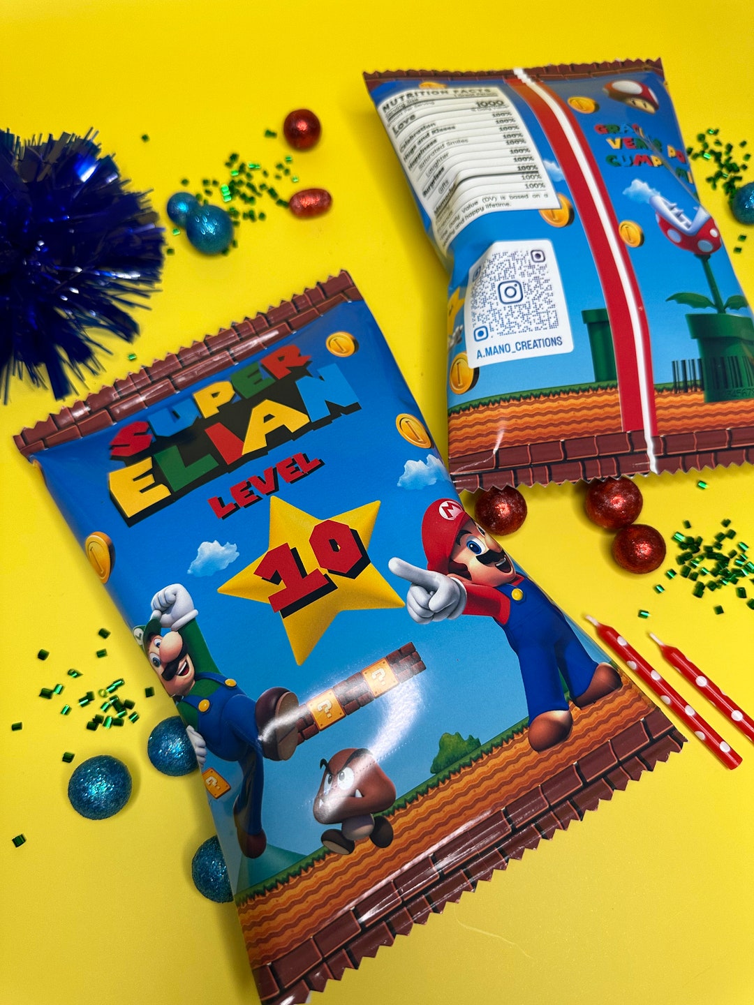 Super Mario Custom Party Favors | Custom Chip Bags | Personalized Party ...