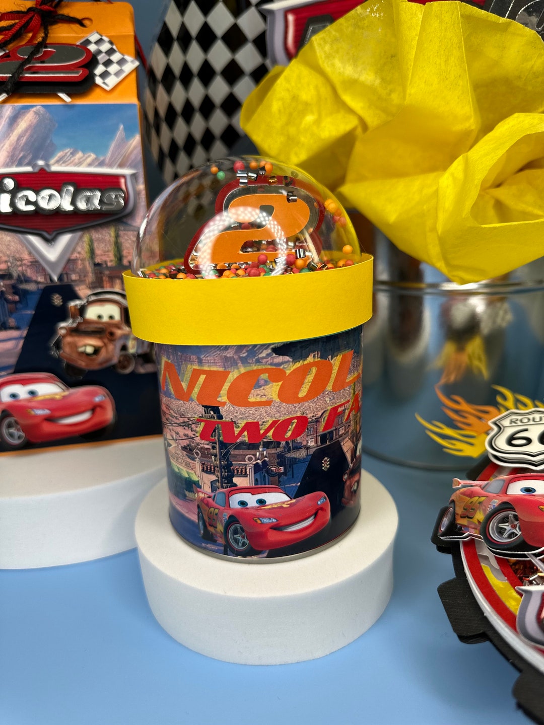 Cars | Lightning Mcqueen | Cake Topper | Favor Box | Milk Box ...