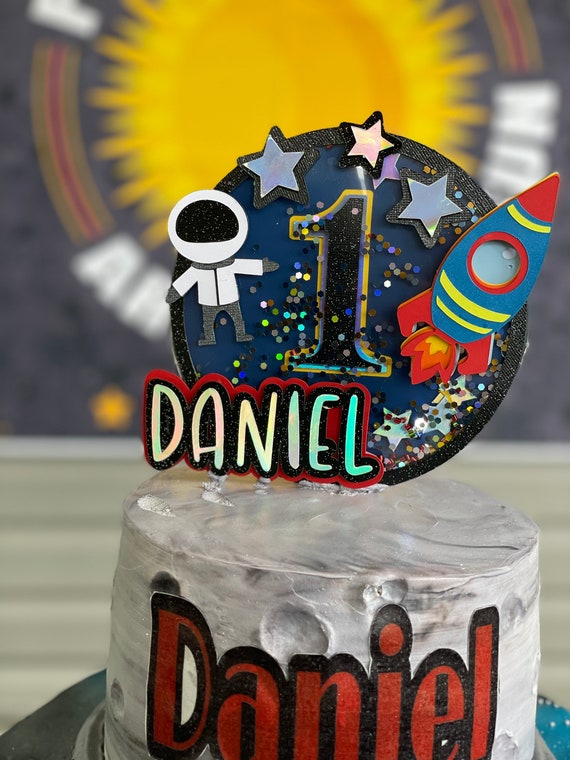 Space Rocket Spaceship Cake Topper Shaker First Trip Around - Etsy