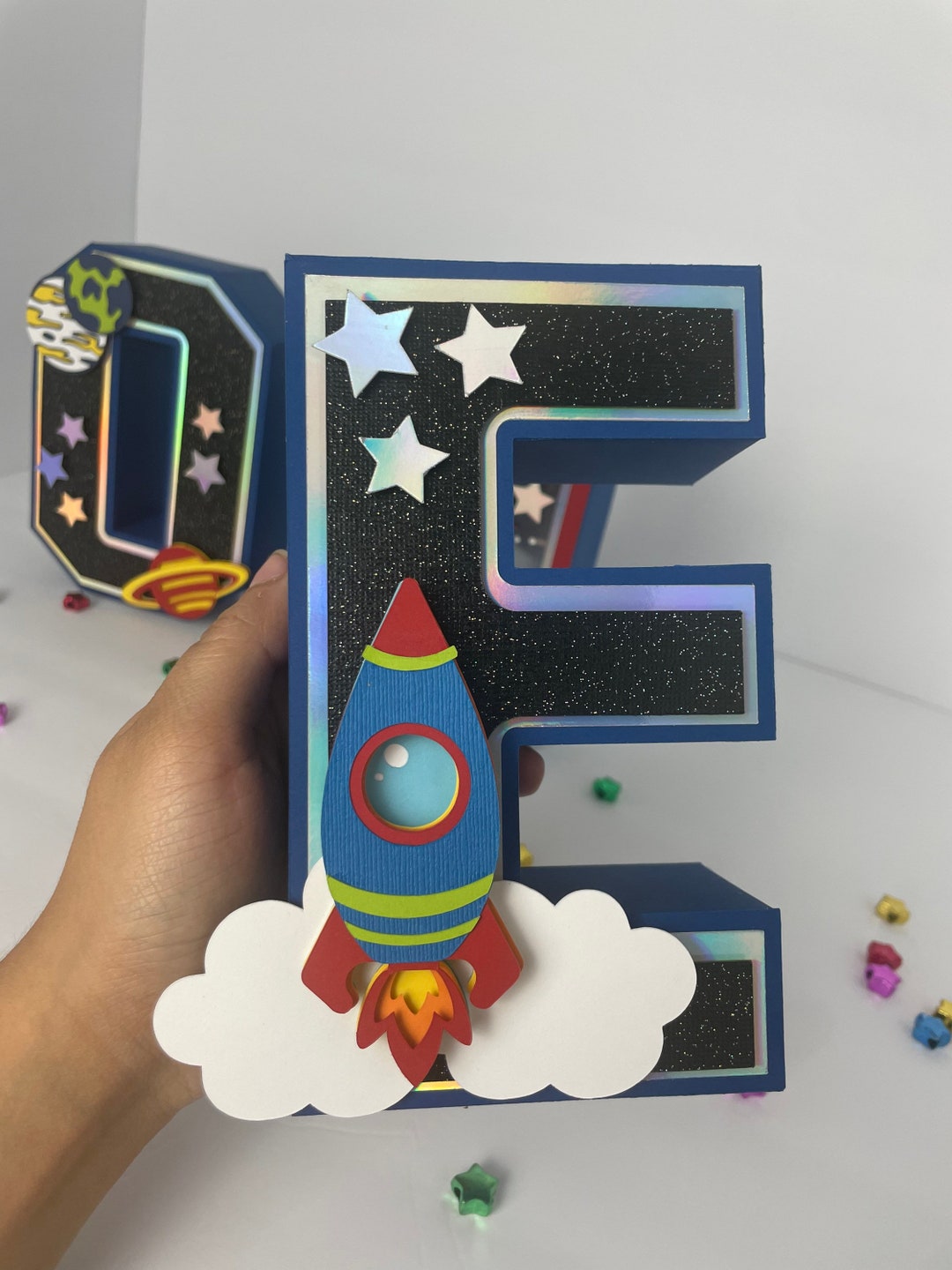 Space Rocket Space Ship 3D Letters | First Trip Around the Sun Birthday ...