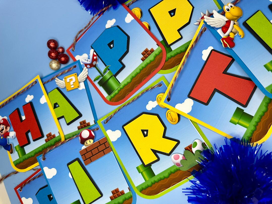 Super Mario Birthday Banner | Super Mario Birthday Decor | Super Mario ...