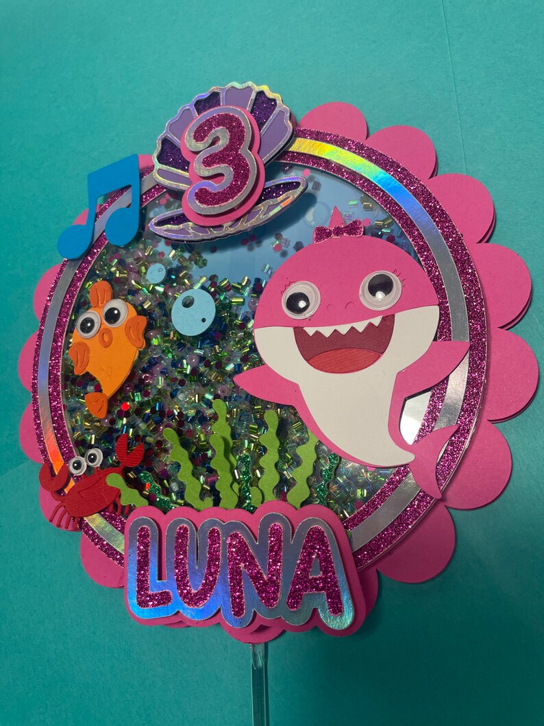 Baby Shark Inspired Cake Topper Baby Shark Shaker Cake - Etsy