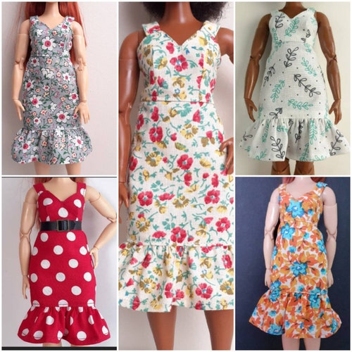 Red Ruffled Blouse and White Skirt for Curvy Barbie Doll - Etsy