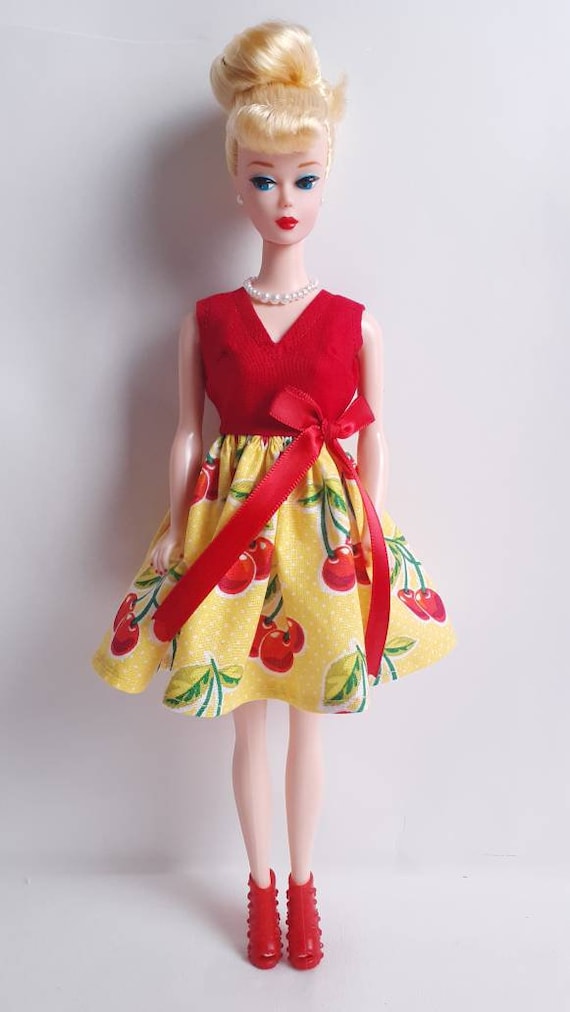 Short Dress for Vintage Barbie Doll Red Top Yellow Skirt - Etsy