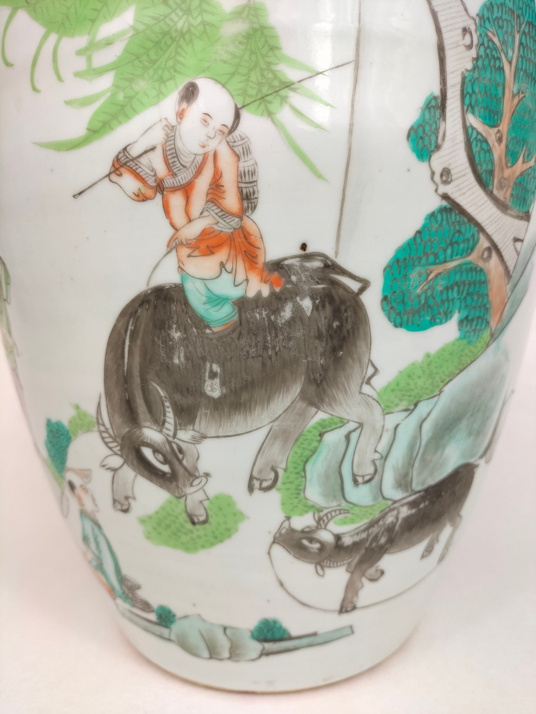 Large Antique Chinese Vase With a Boy Riding a Water Buffalo - Etsy