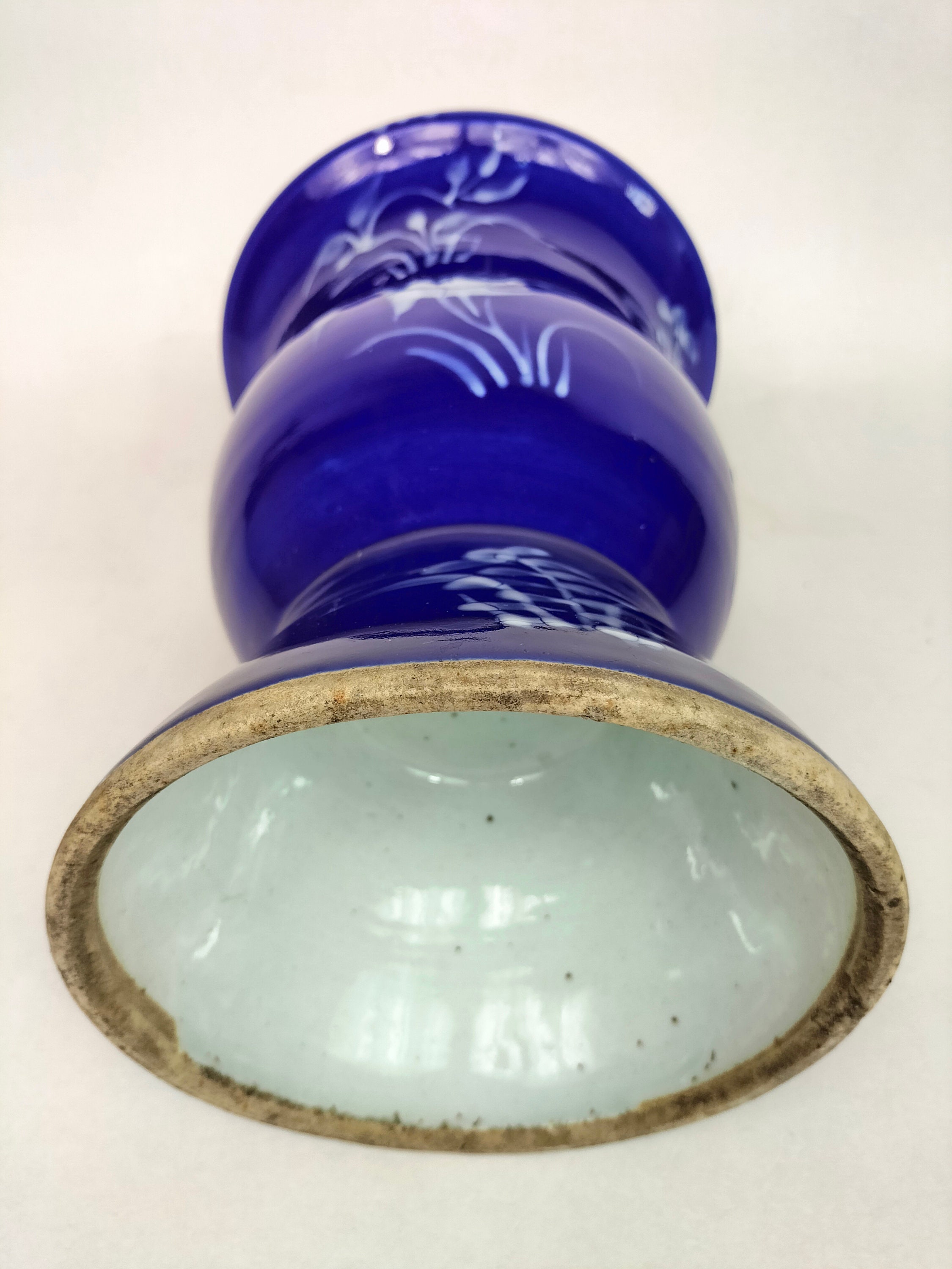 Antique Chinese Powder Blue Gu Vase Decorated With Flowers // - Etsy