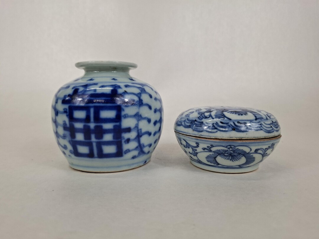 A Set of Antique Chinese Double Happiness Box and Jar // Qing Dynasty ...