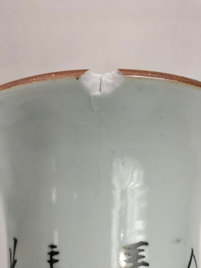 Pair of Large Antique Chinese Polychrome Vases Decorated With a Garden ...