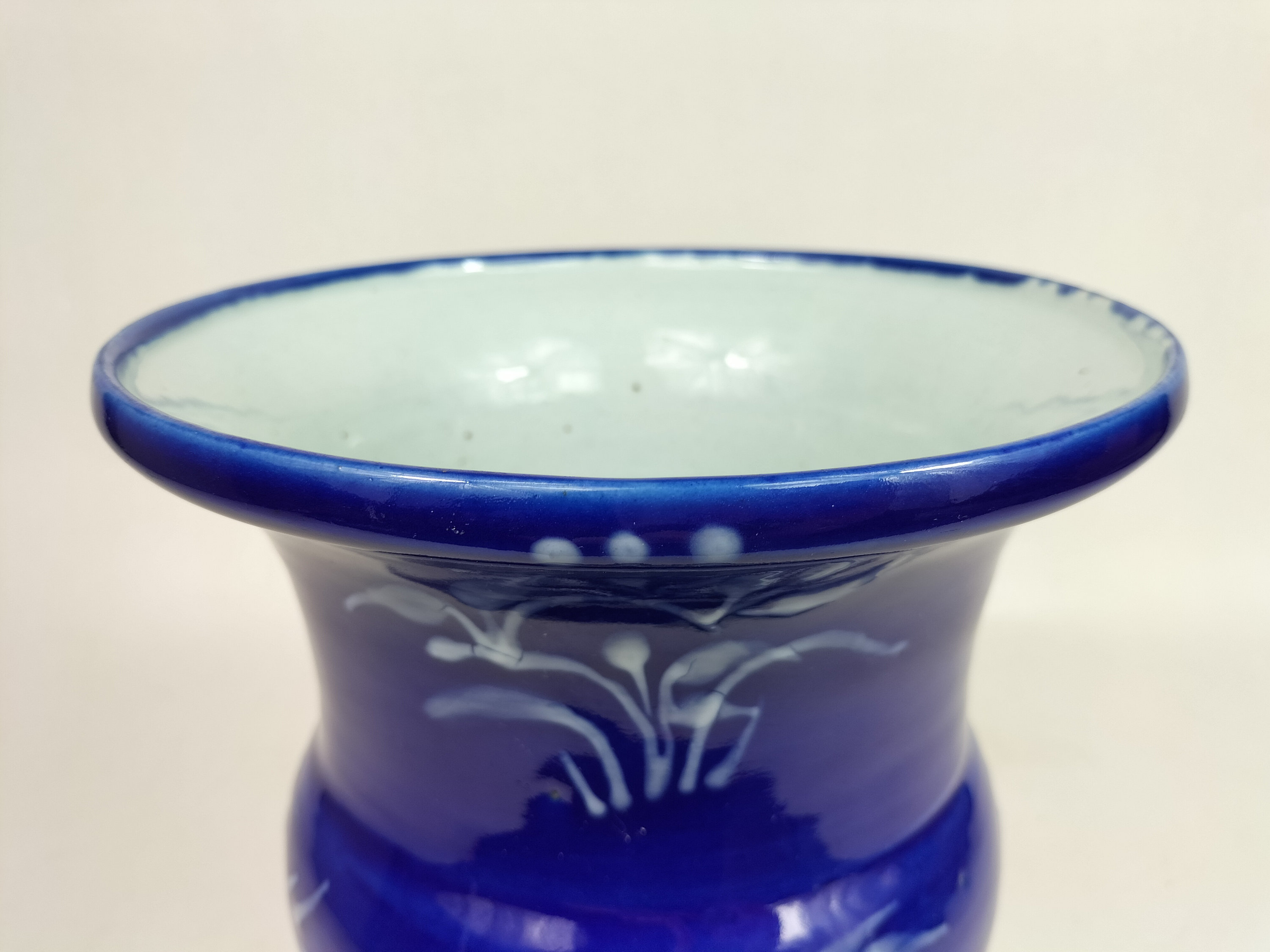 Antique Chinese Powder Blue Gu Vase Decorated With Flowers // - Etsy
