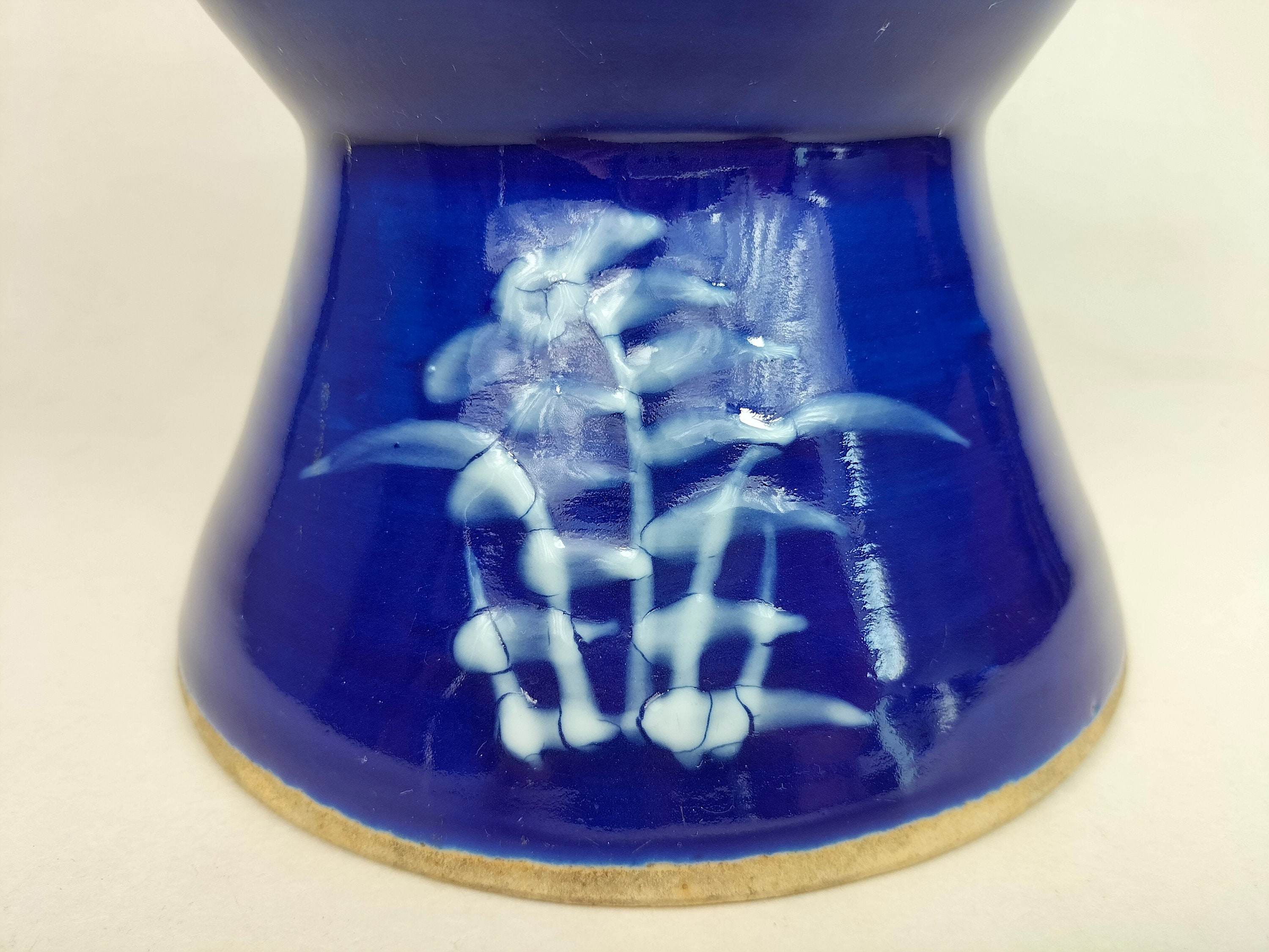 Antique Chinese Powder Blue Gu Vase Decorated With Flowers // - Etsy