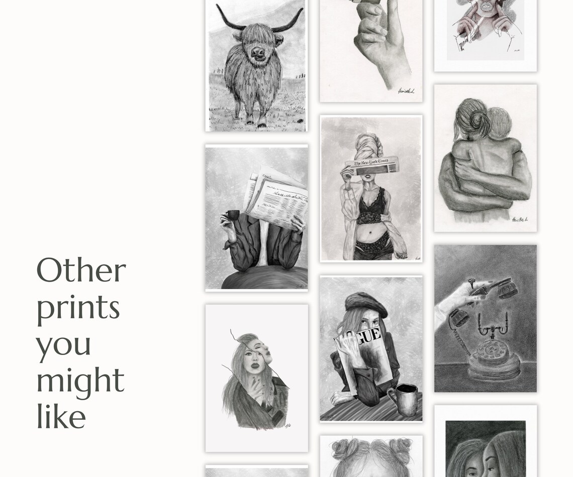 Romantic Hugging Couple Drawing Graphite and Charcoal Art Minimalistic ...