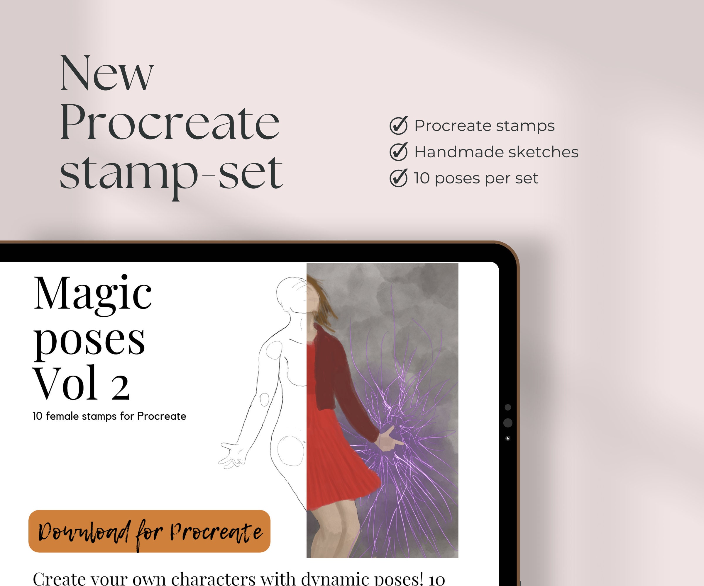 10 Dynamic Magic Poses Stamps for Procreate on Ipad. Create Artworks ...