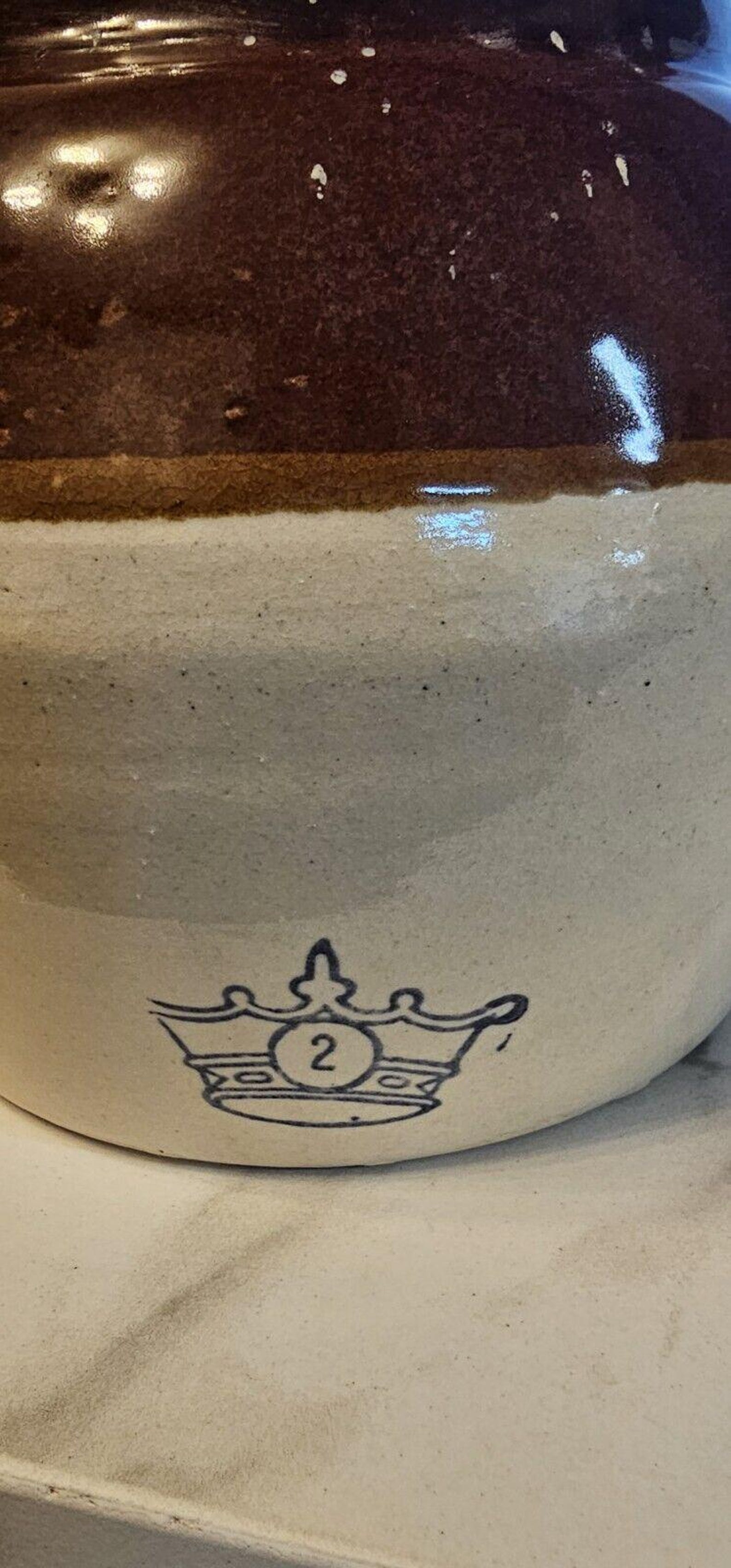 Vintage Robinson Ransbottom 2 Qt. Crock Bean Pot Stoneware Blue Crown ...