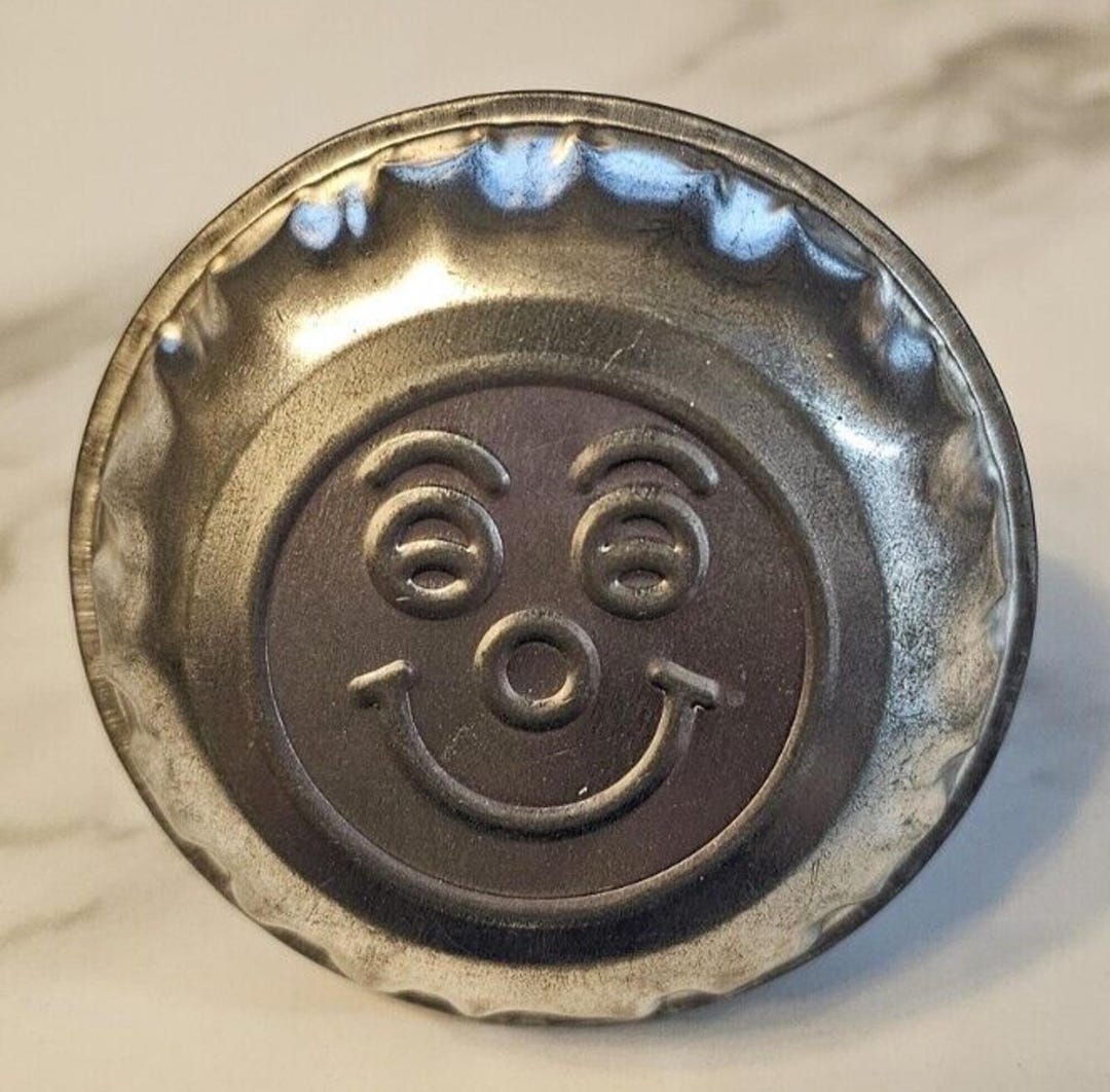 VTG RARE Metal Toy Happy Smile Smiley Face Round Shaker Rattle ...