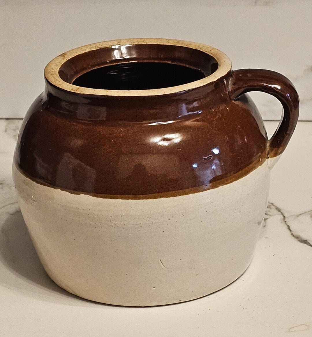 Vintage Robinson Ransbottom 2 Qt. Crock Bean Pot Stoneware Blue Crown ...