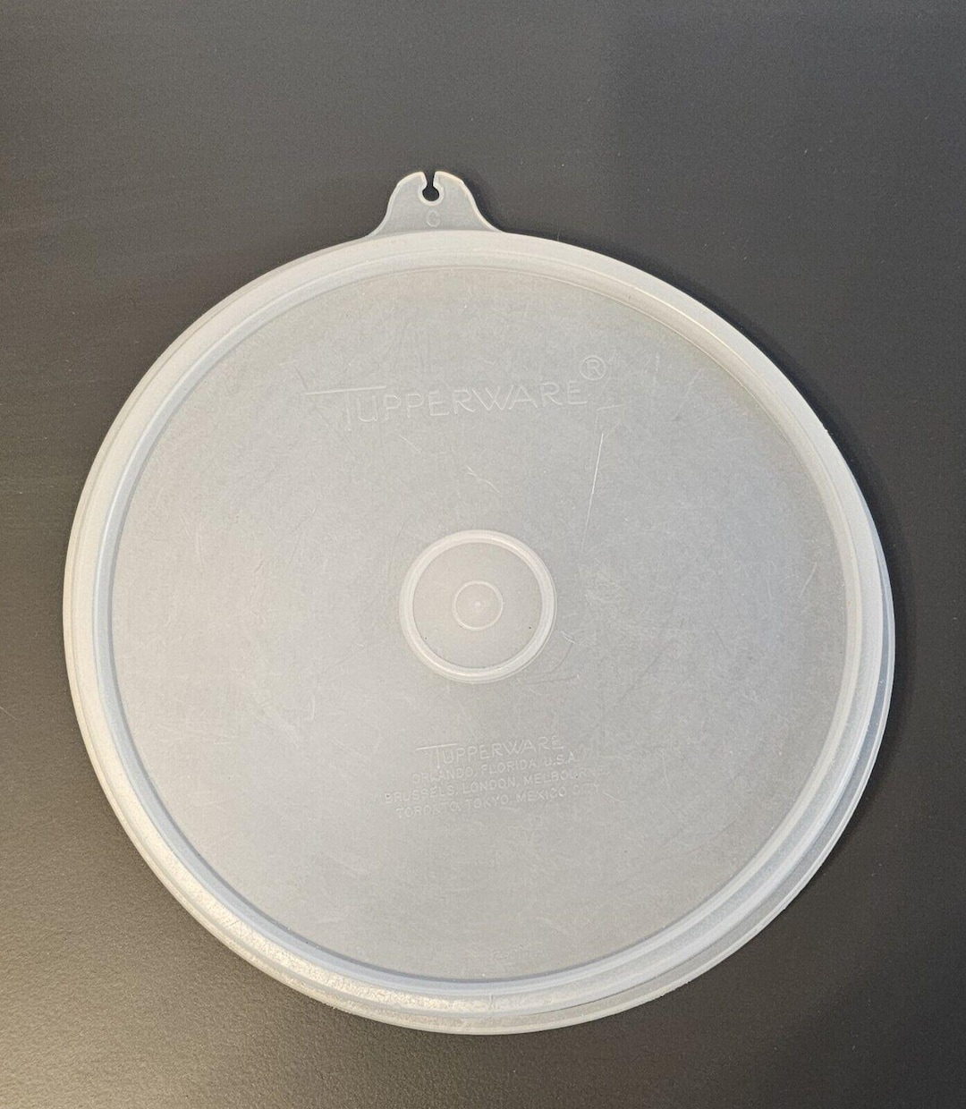 Vintage TUPPERWARE Sheer c Tab Round Replacement Lid 227-43 Made in USA ...