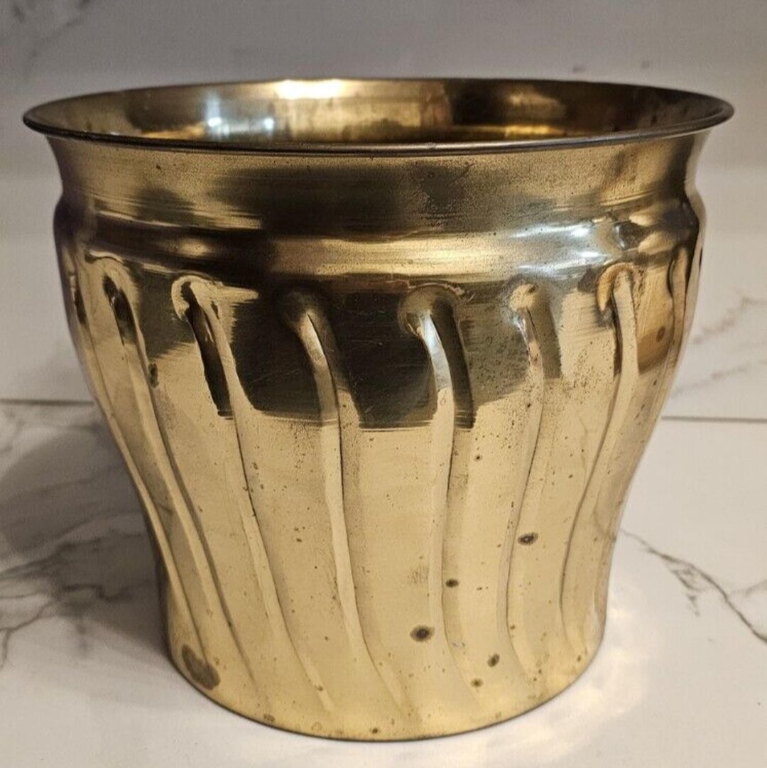Vintage 80s Brass Swirl Planters Planter Flower Pot Buckets Made in ...