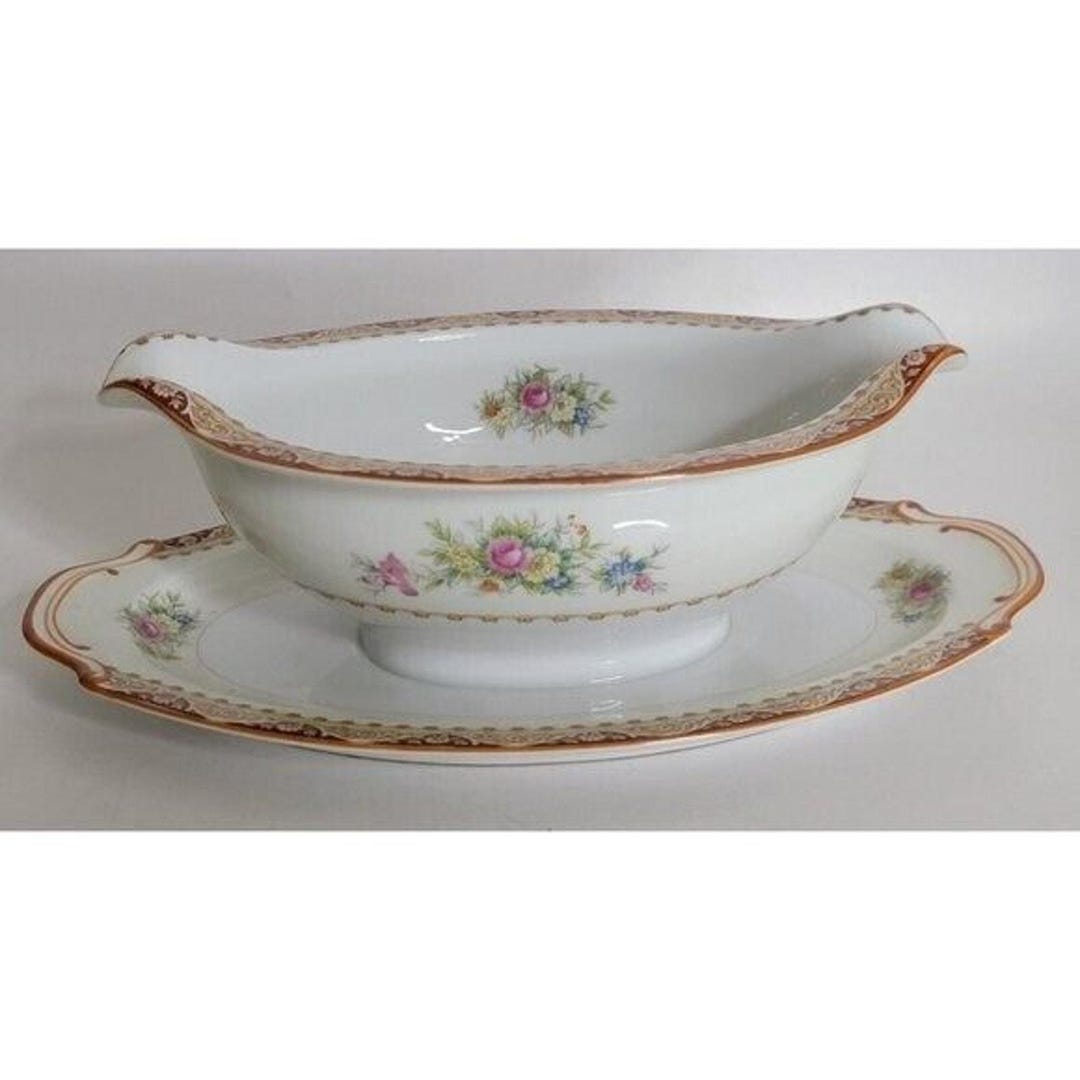 VTG SANGO China Sauce Gravy Boat W/attached Underplate JAPAN 1951 ...