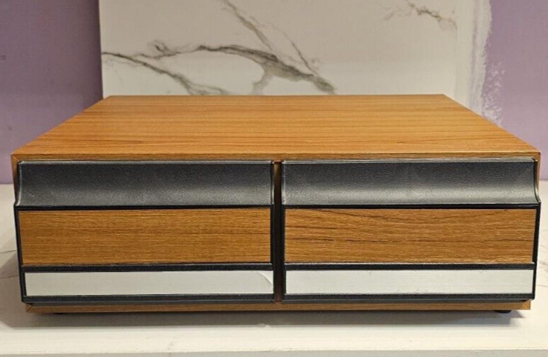 Vintage Wal-mart VHS Tape 2 Drawer Faux Woodgrain Storage Cabinet Holds ...