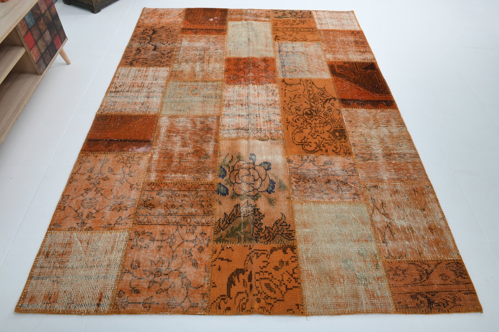 6x8 Copper Vintage Bedroom Rug, Turkish Eclectic Handmade Soft Wool ...