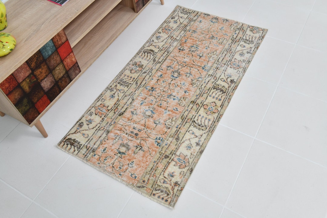 2x4 Faded Red Brown Turkish VINTAGE DOOR Mat RUG, Mini Rug, Vintage Rug ...