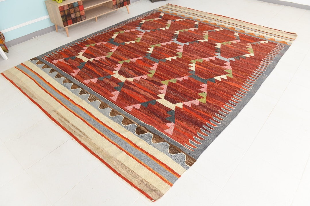 8x11 Oversize Vintage Rug 8x11 Turkish Kilim Rug 8x11 Modern - Etsy