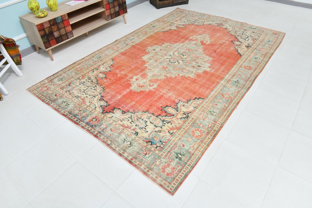 Large Area Vintage French Country Living Room Rug 6x9 , Handwoven ...