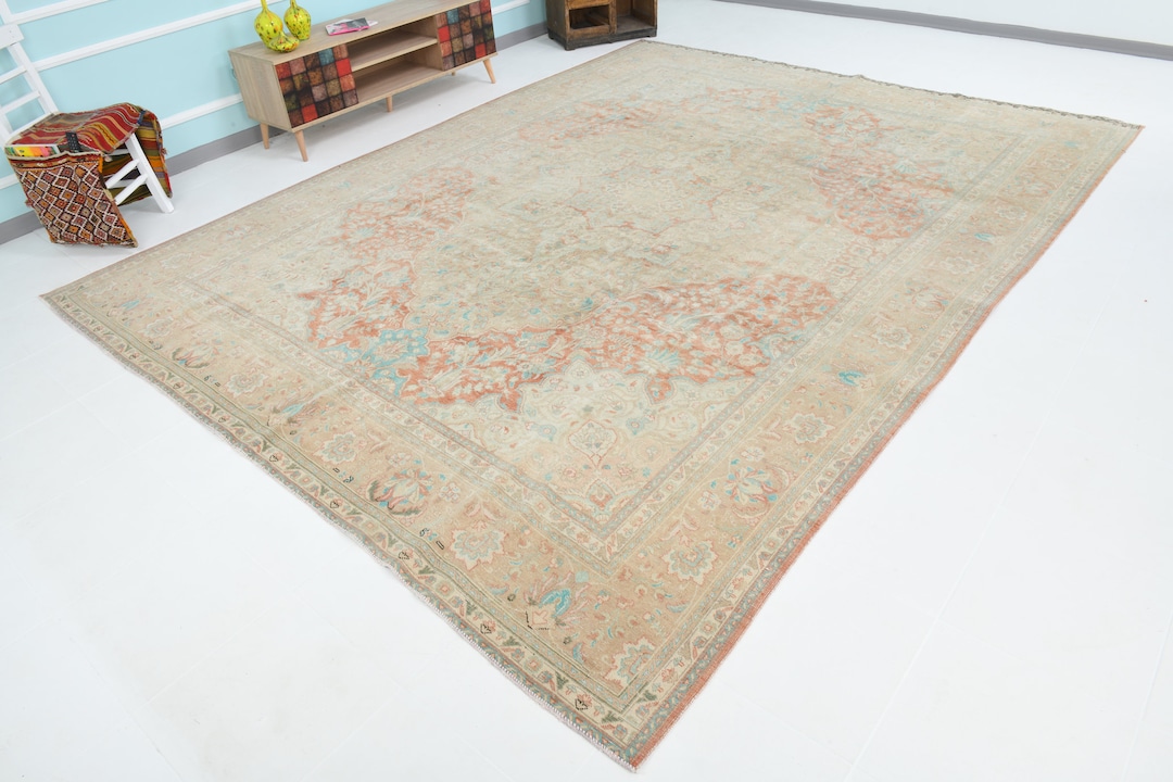 Oversize Aesthetic Victorian Persian Living Room Rug 9x12, Vintage ...