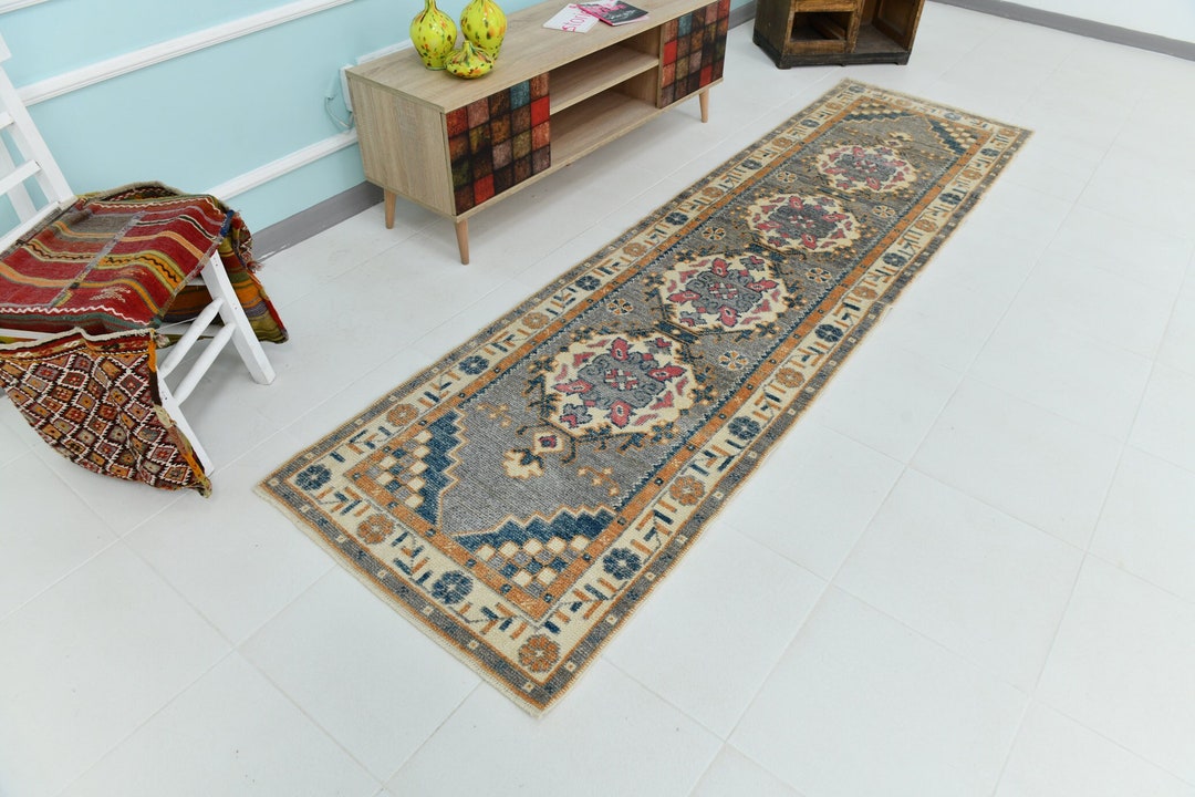 3x10 Vintage Runner Rug,3x10 Rug,3x10 Turkish Wool Hallway Runner, 3x10 ...