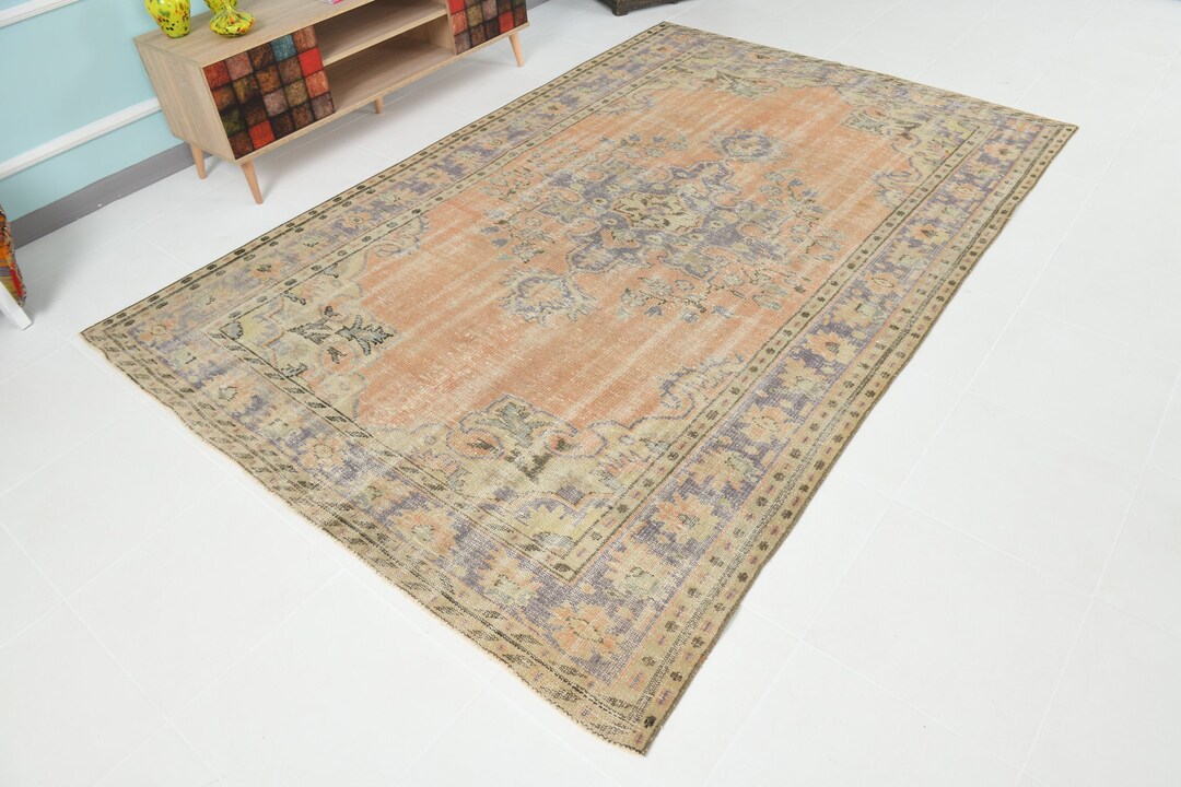6x9 Modern Farmhouse Style Vintage Area Rug, 6x9 Oriental Turkish ...